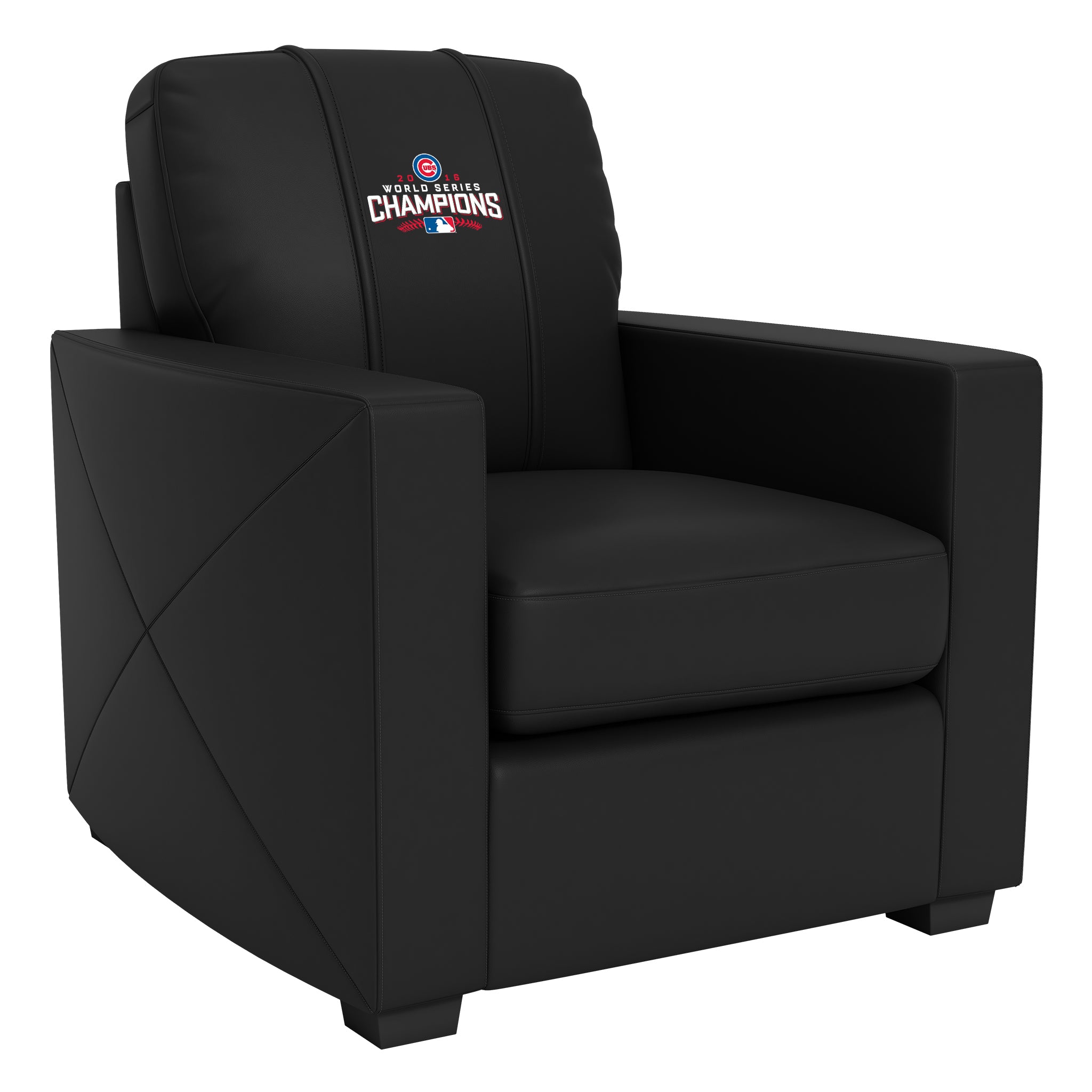 Silver Club Chair with 2016 Chicago Cubs World Series Logo – Zipchair